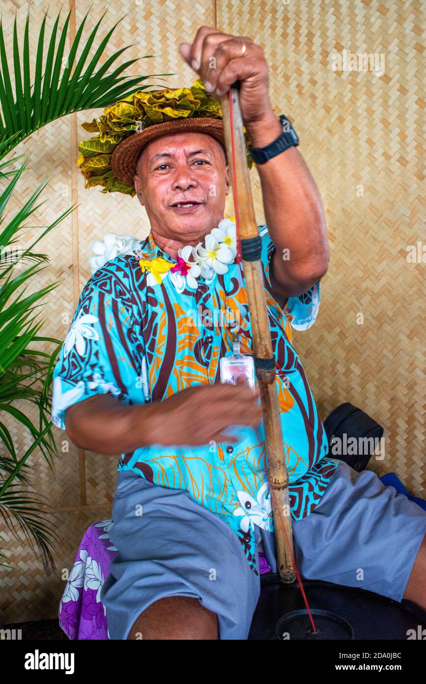 Tahiti Island, touristic reception with music and dances to the Faaa ...