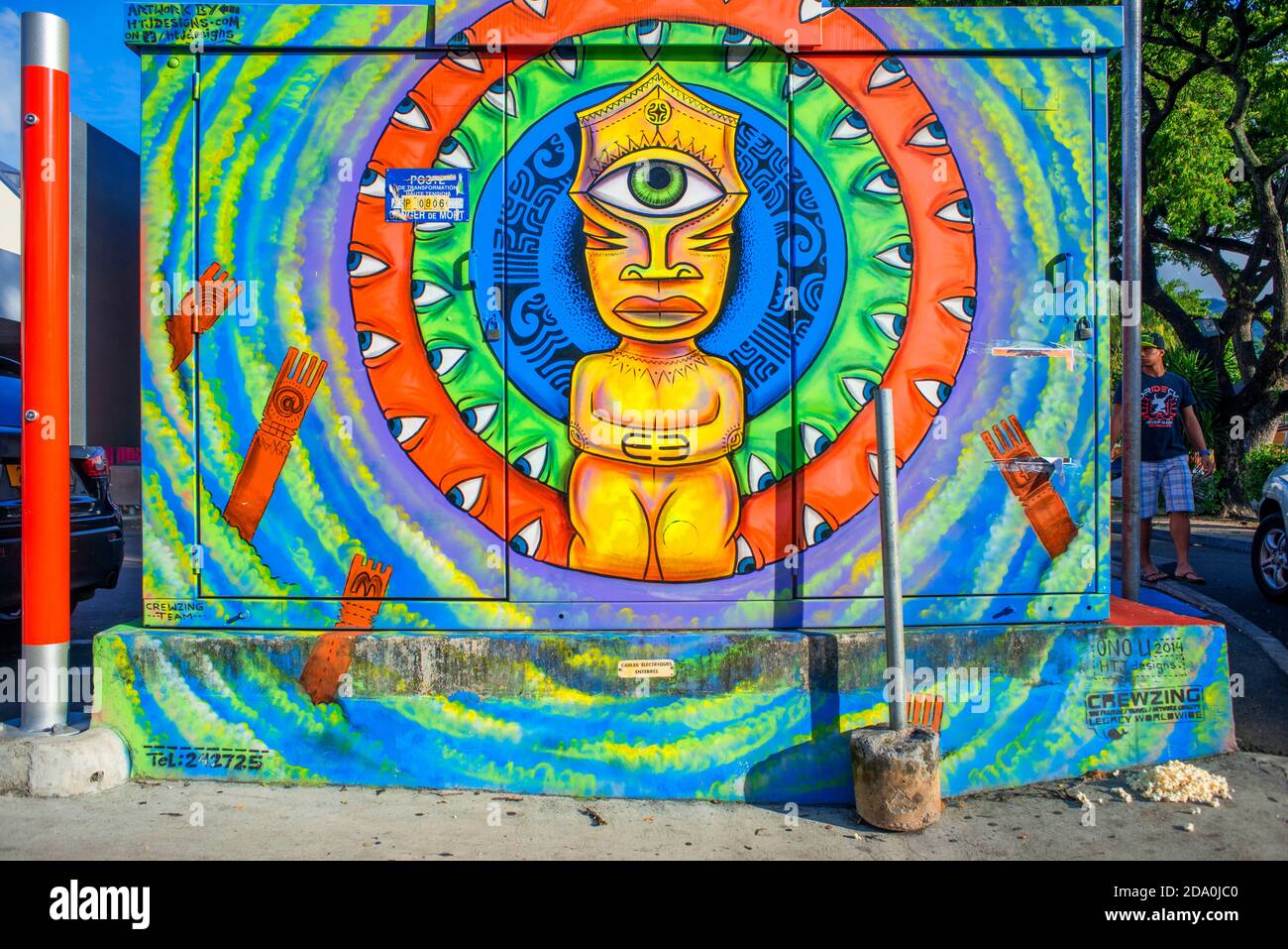 Colorful graffiti in the Papeete city centre. Tahiti, French Polynesia ...