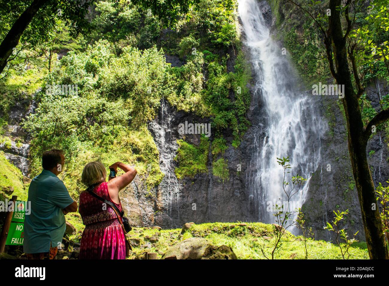 Papenoo Waterfall, Tahiti, French Polynesia. France. Faarumai Waterfall ...