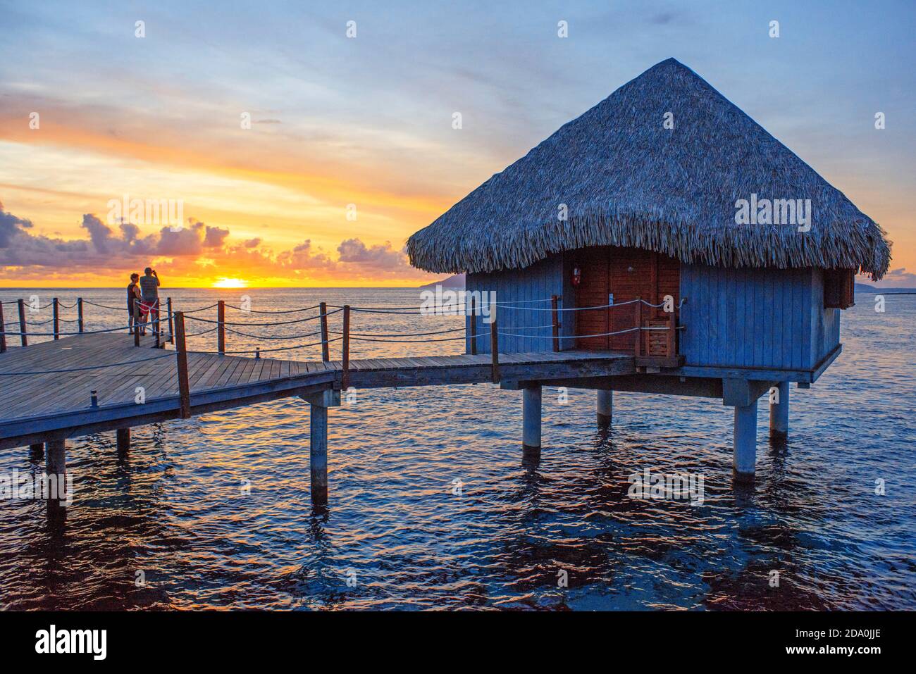 Sunset in Le Meridien Hotel on the island of Tahiti, French Polynesia ...