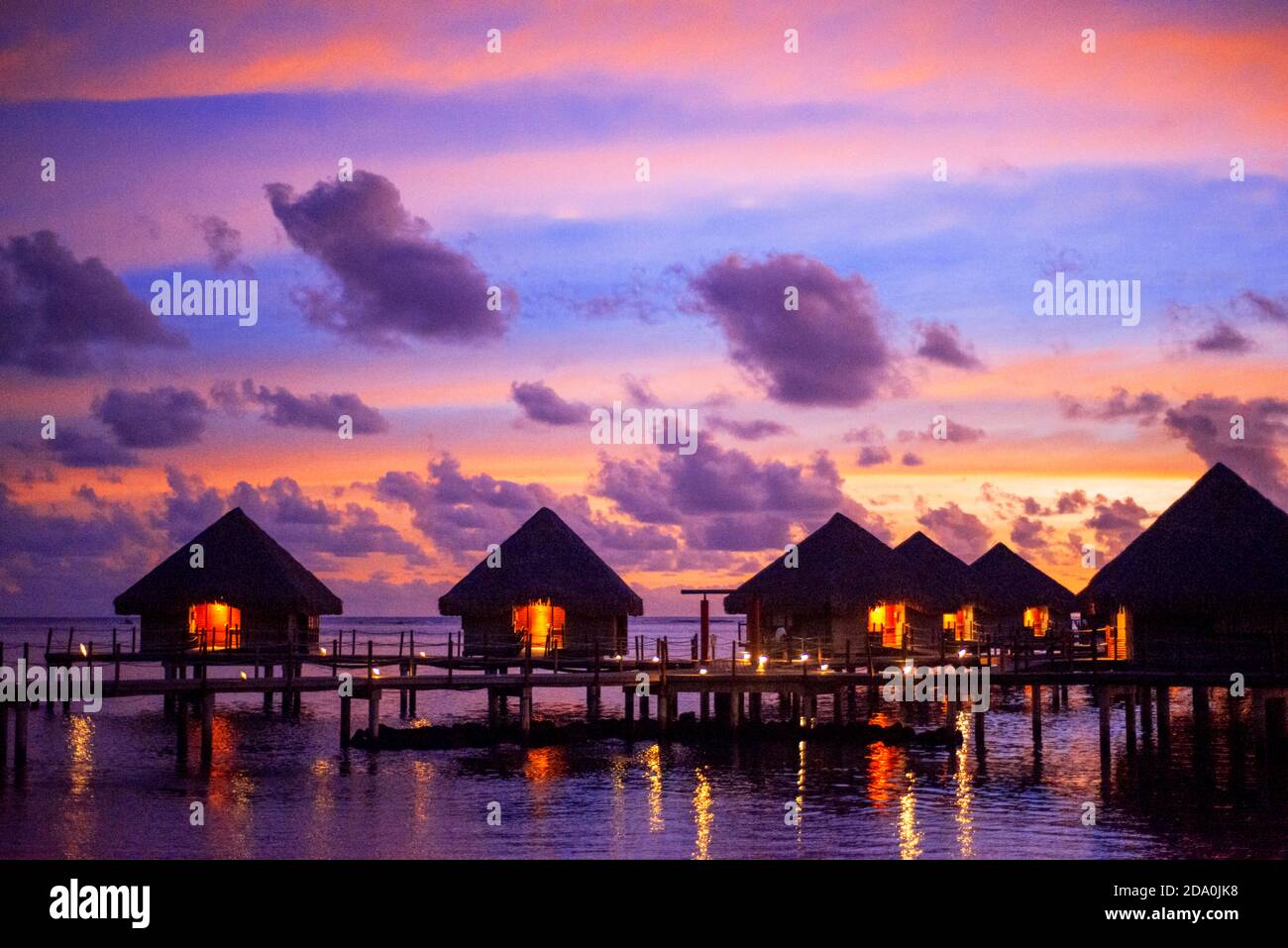 Sunset in Le Meridien Hotel on the island of Tahiti, French Polynesia ...