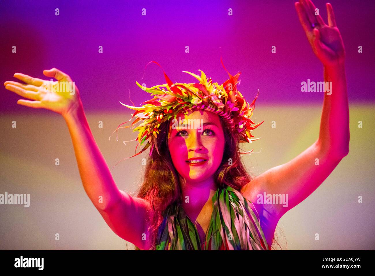 Dancing show of polynesian dances on Paul Gauguin cruise ship. France ...