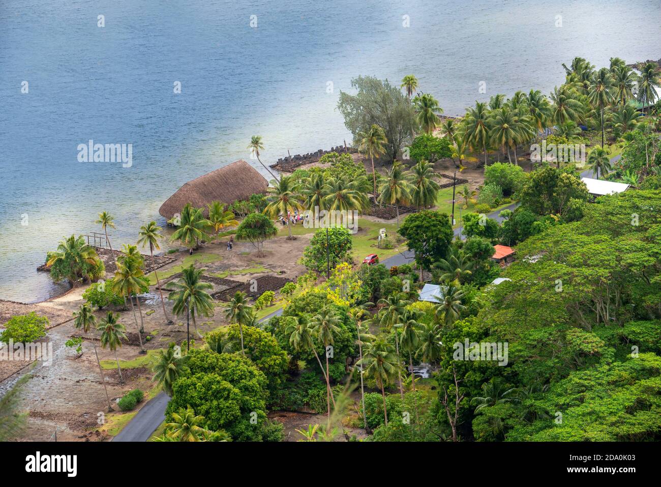 Archaeological site and Marae temple at Maeva, Huahine, Society Islands ...
