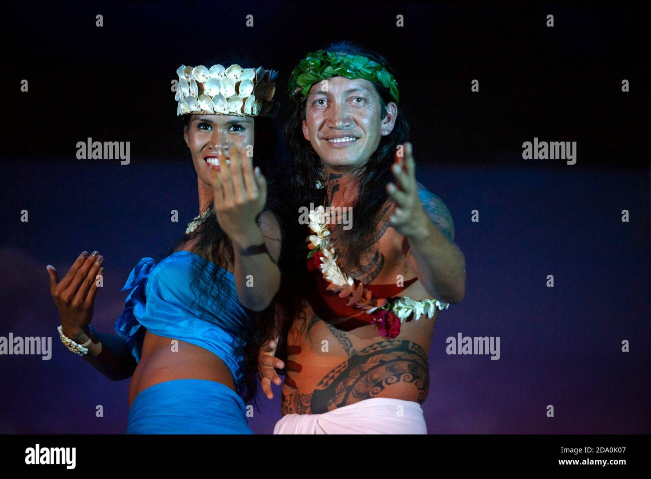 Dancing show of polynesian dances on Paul Gauguin cruise ship. France ...