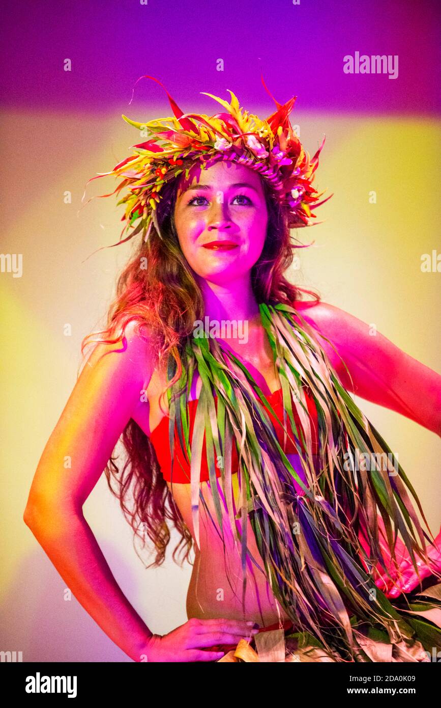 Dancing show of polynesian dances on Paul Gauguin cruise ship. France ...