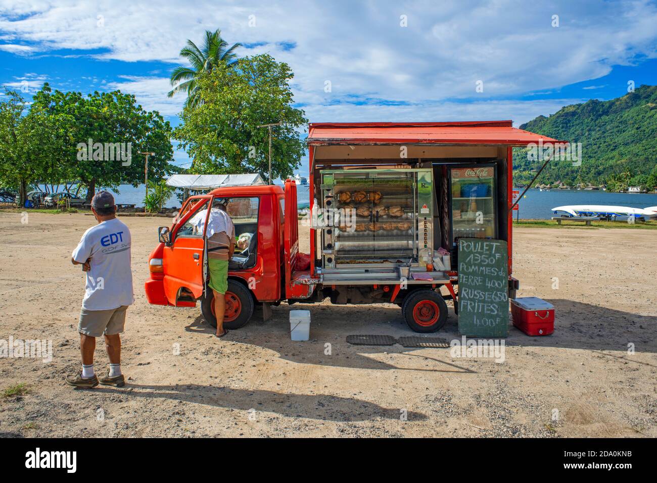 Truck food of chicken rousted in Moorea, French Polynesia, Society ...