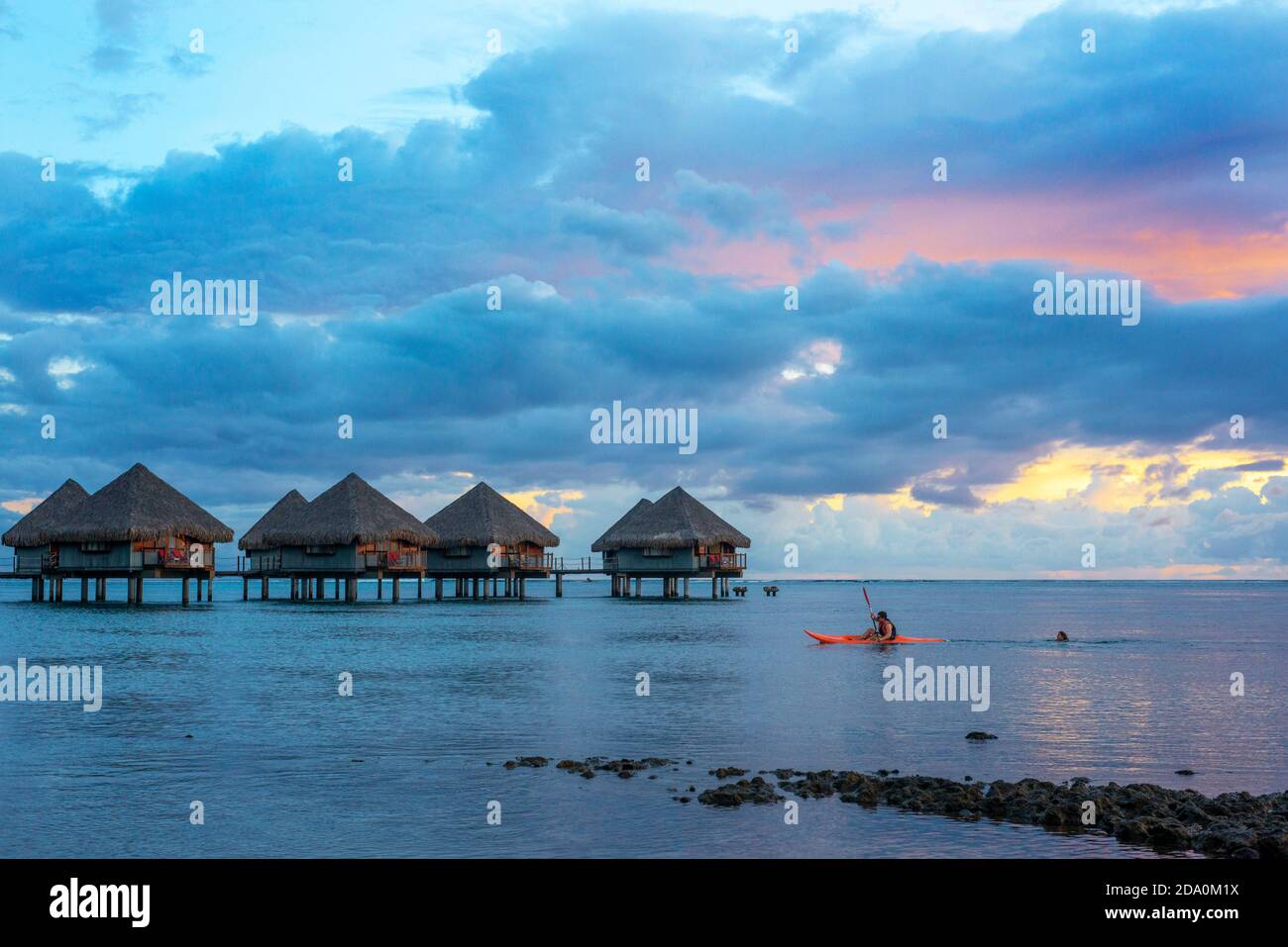Sunset in Le Meridien Hotel on the island of Tahiti, French Polynesia ...