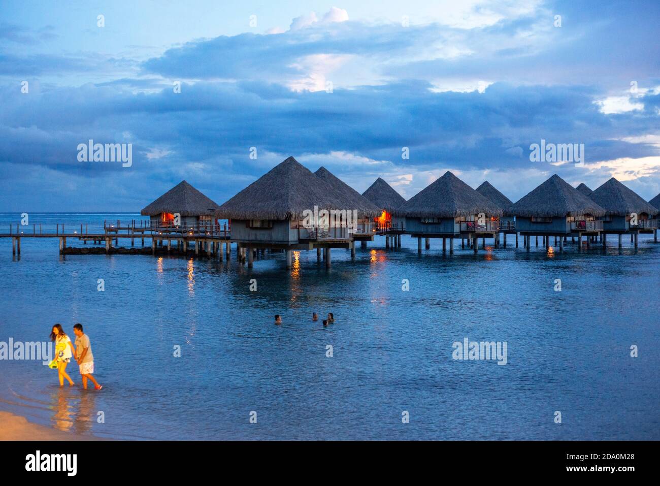 Sunset in Le Meridien Hotel on the island of Tahiti, French Polynesia ...