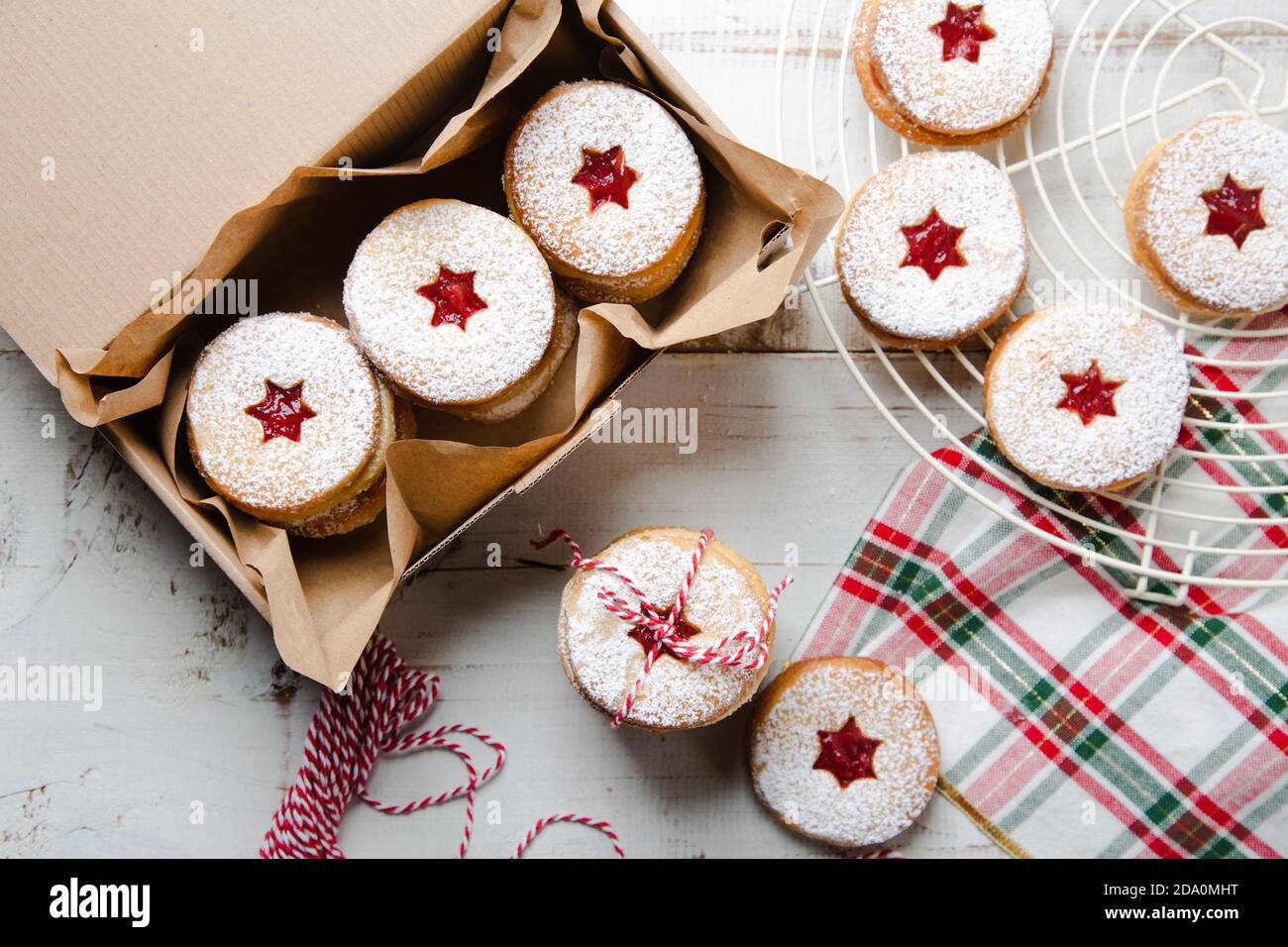 Traditional Linzer Christmas cookies made of almond and butter filled ...