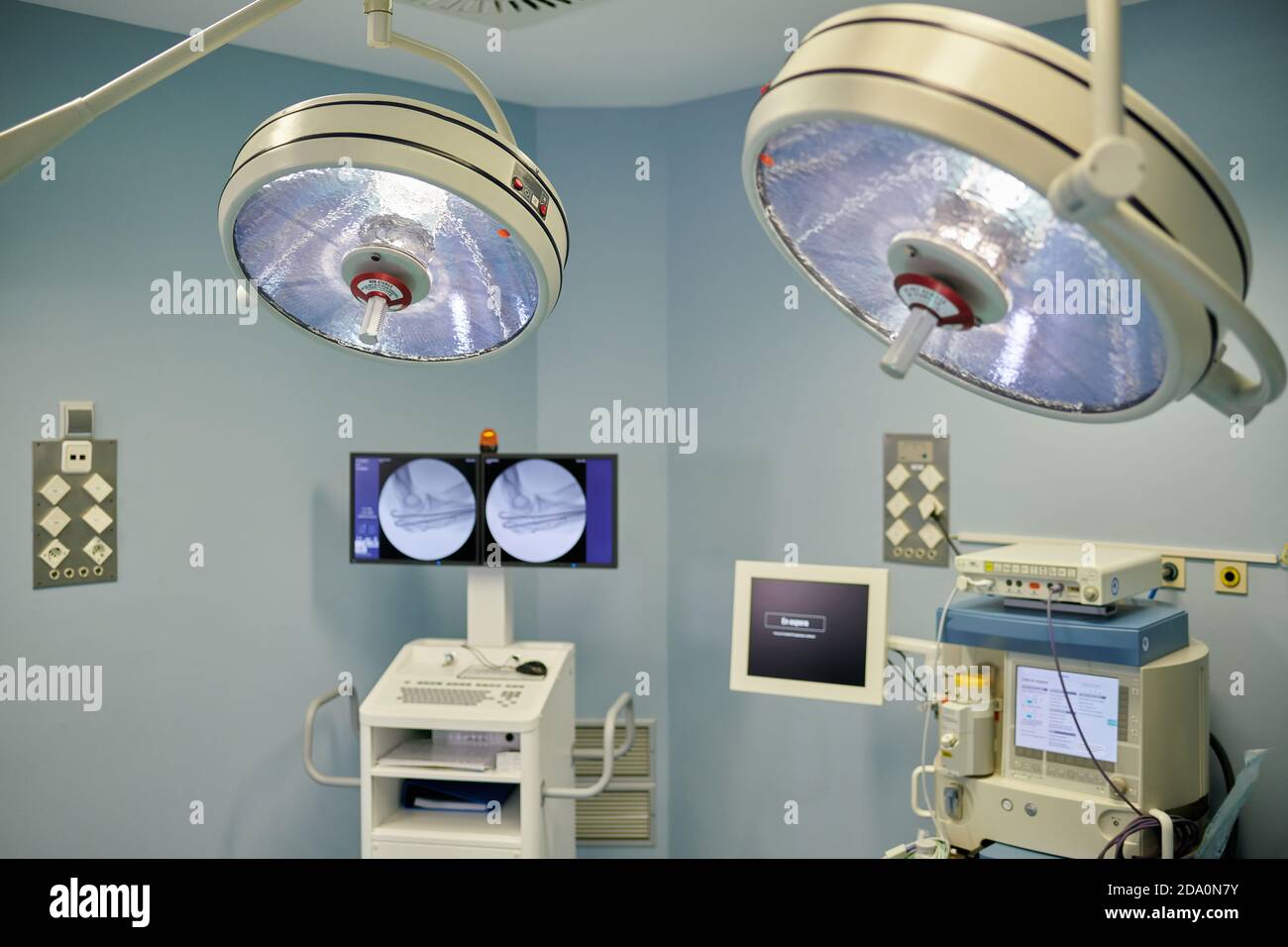 Spacious operating room with contemporary medical equipment and ...