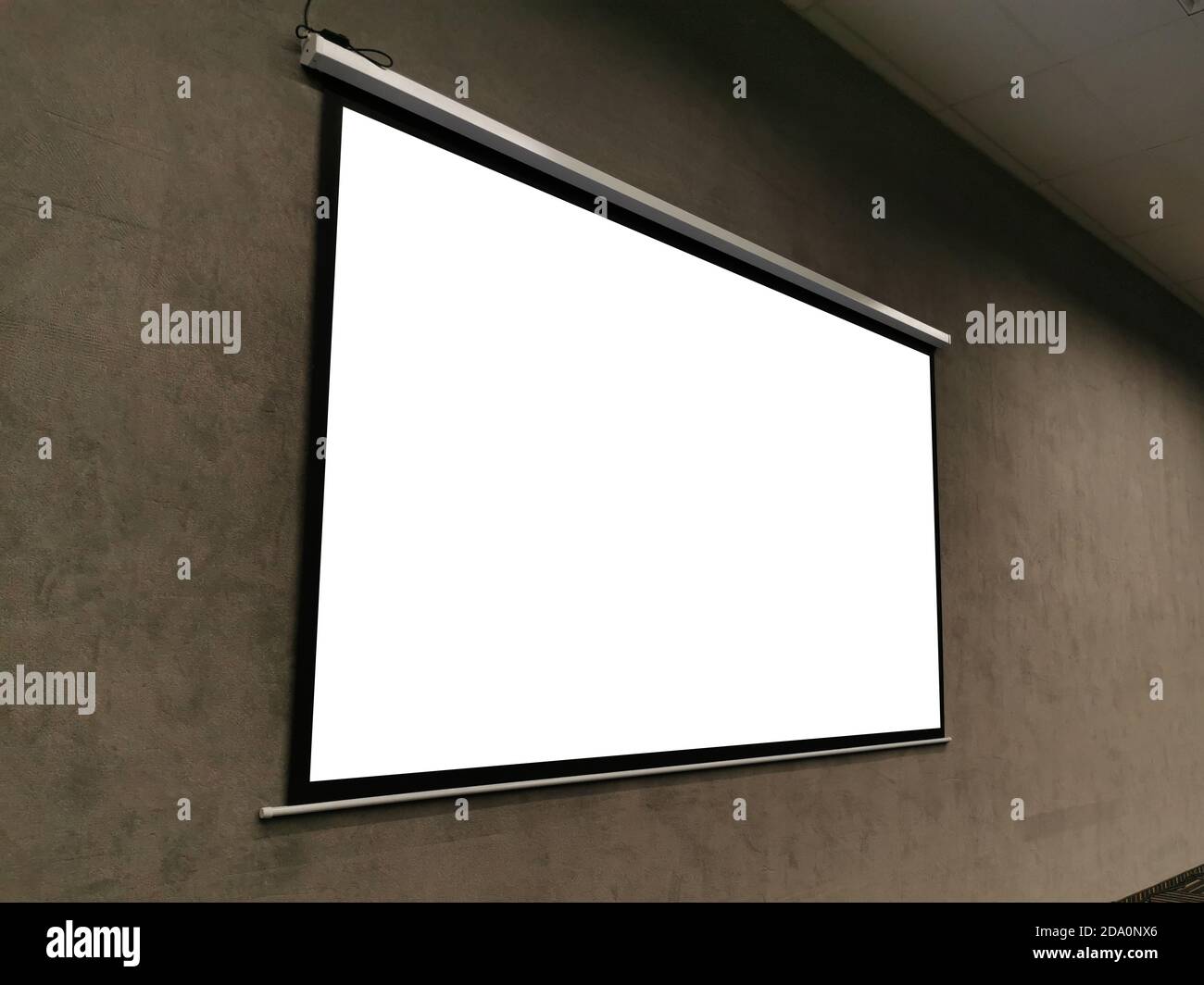 audio-video room and projector screen on the wall Stock Photo - Alamy