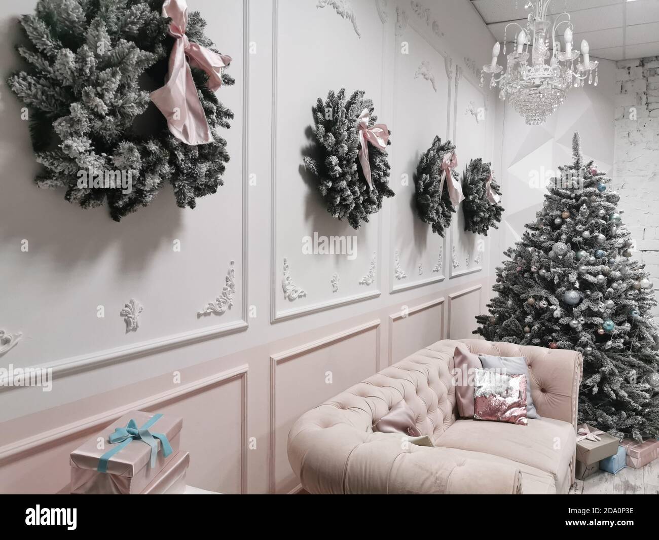 christmas studio interior, xmas decor Stock Photo - Alamy