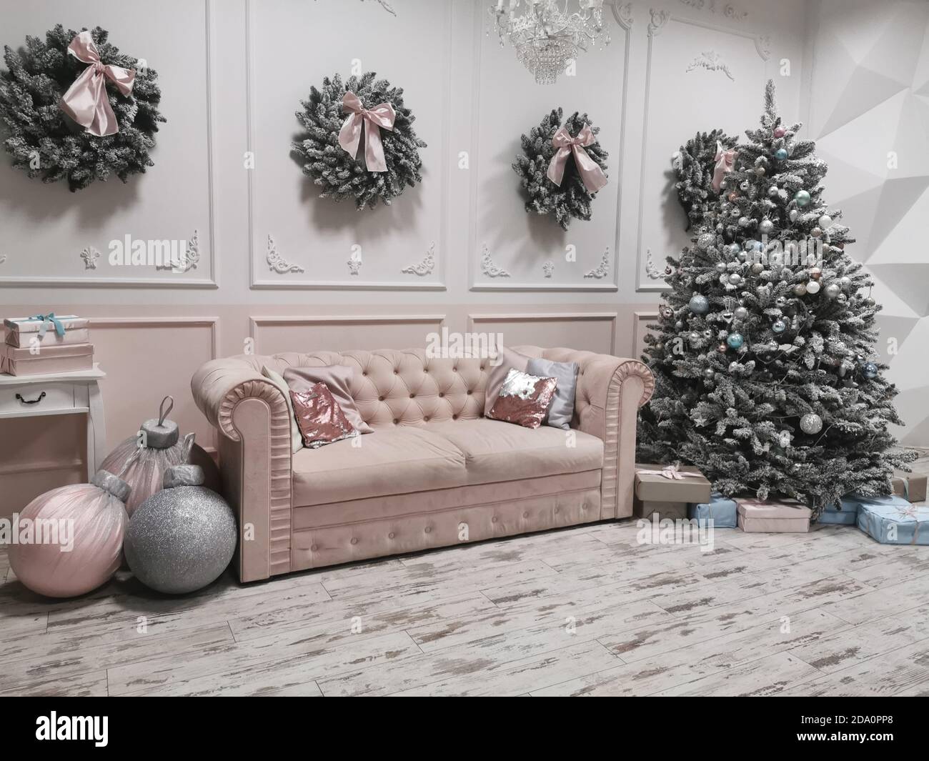 christmas studio interior, xmas decor Stock Photo - Alamy