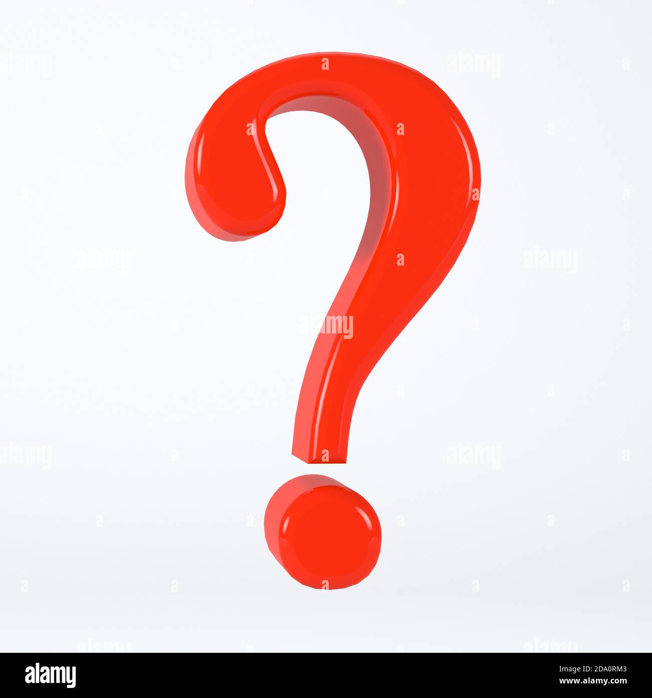 Red question mark isolated - plastic text symbol - 3d illustration ...