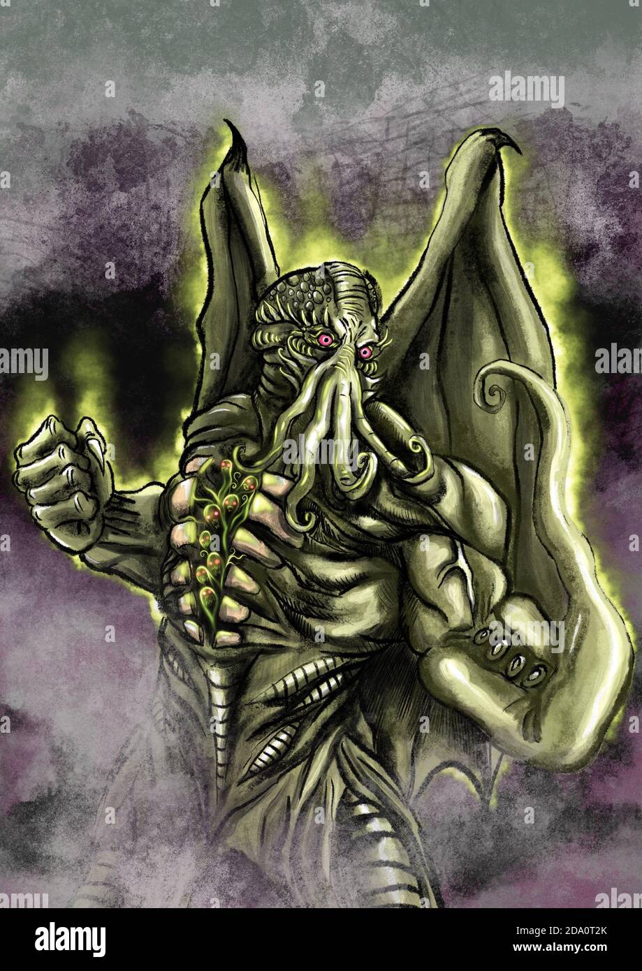 cthulhu hand drawn illustration art Stock Photo - Alamy