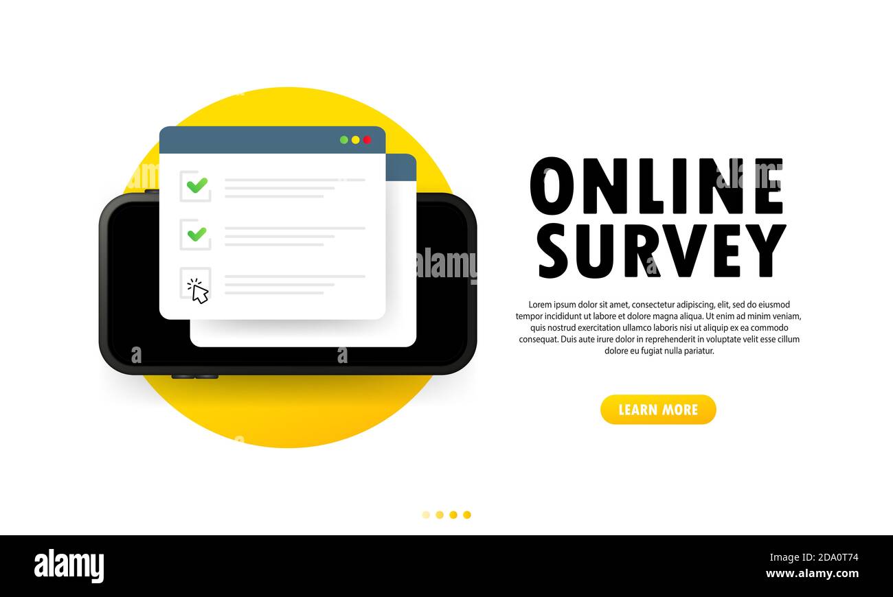 Online survey illustration. Check list online form on smart phone ...