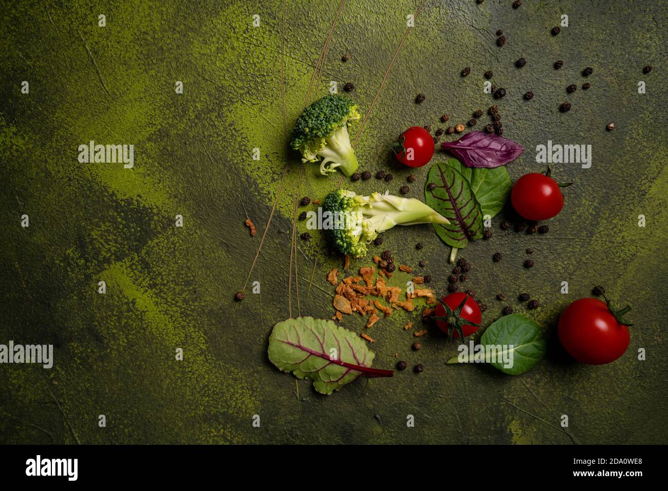 Green food background. Selection of healthy food for heart, life ...