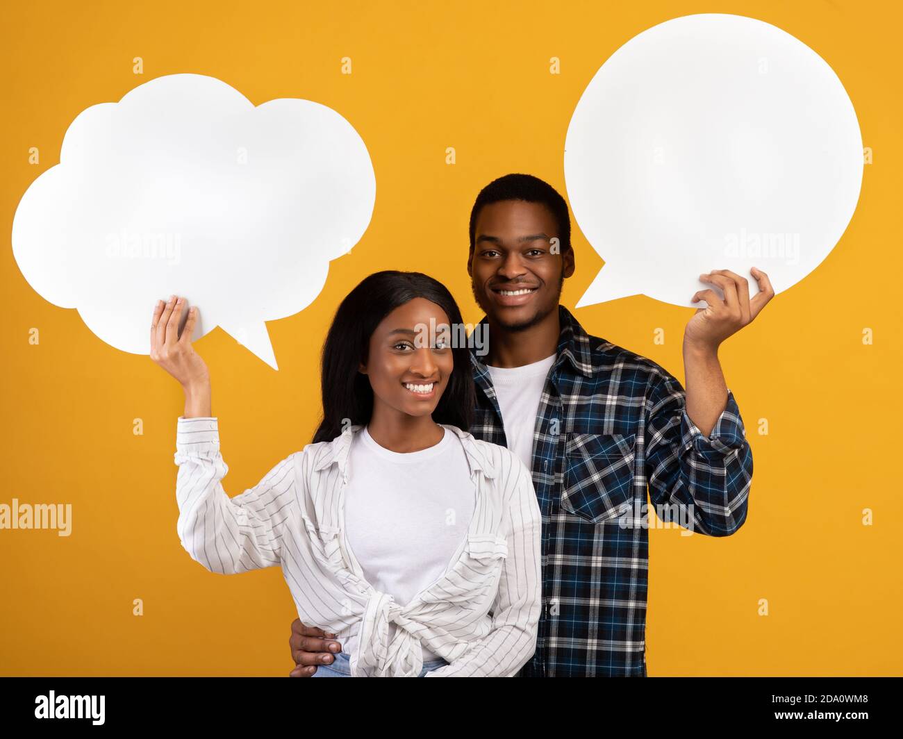 Ideas and thoughts of man and woman Stock Photo - Alamy