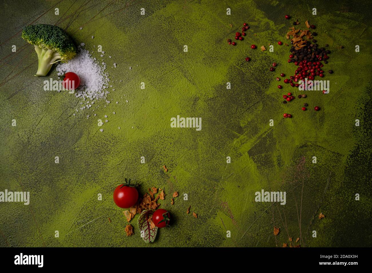 Green food background. Selection of healthy food for heart, life ...