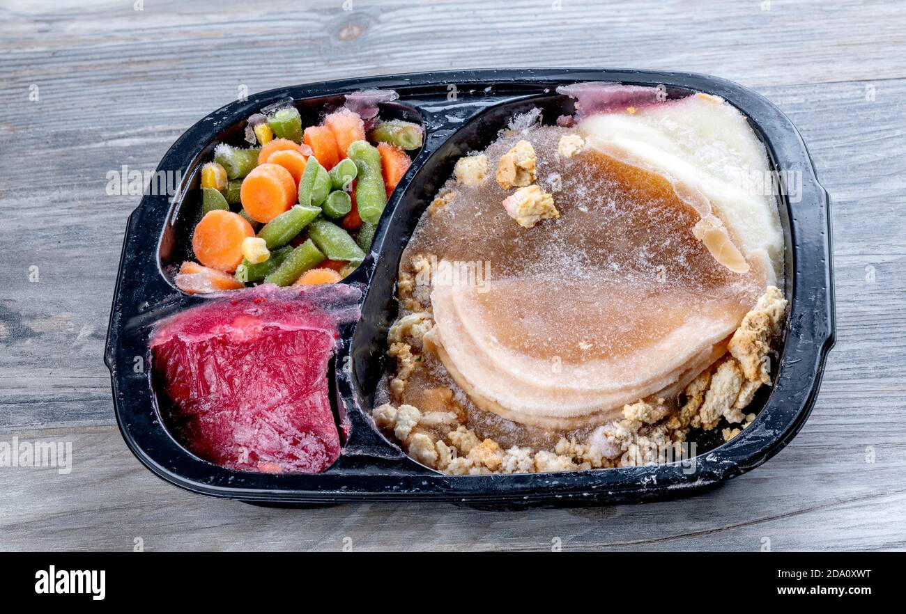 TV dinner tray with Thanksgiving ingredients Stock Photo - Alamy