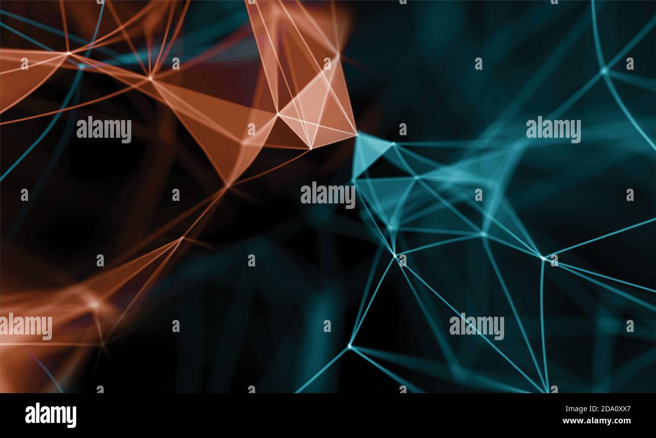 Blue and red background. Light data tech dot technology. 3D Render ...