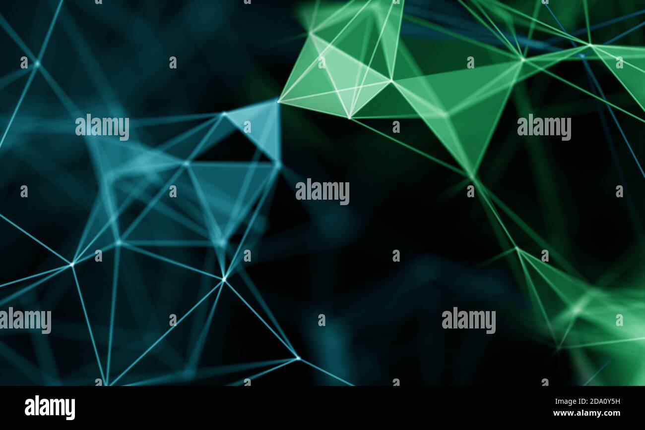 Digital space network poly background. Technology green polygonal ...
