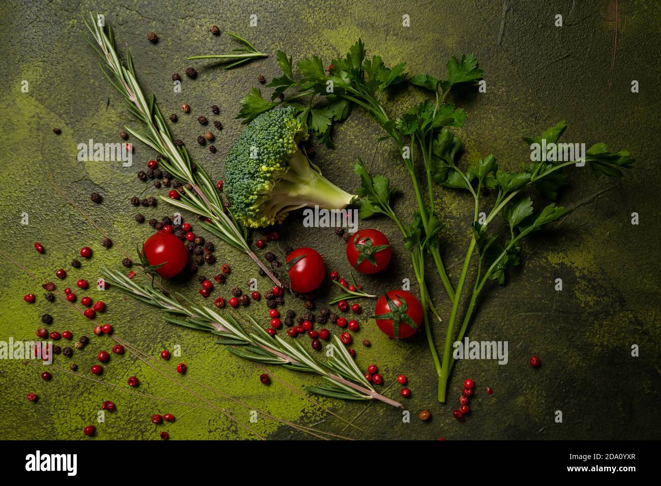 Green food background. Selection of healthy food for heart, life ...