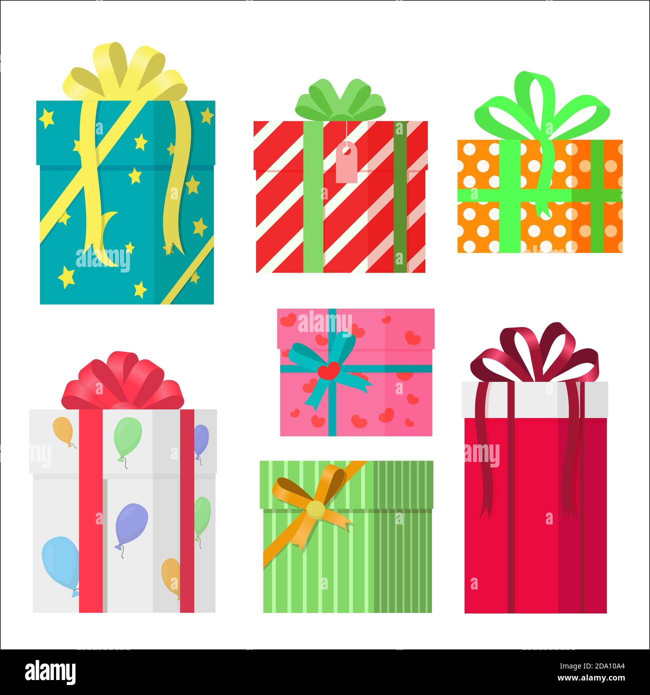 Colorful wrapped gift boxes, presents. Flat style vector illustration ...