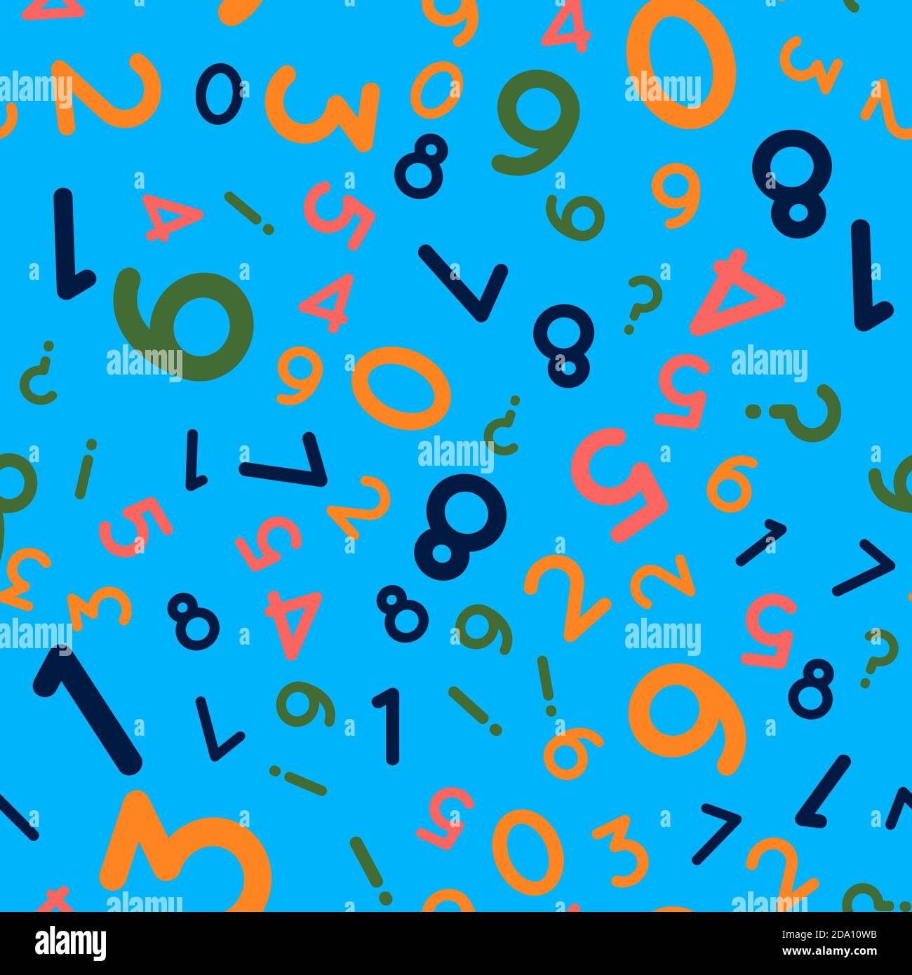 Seamless pattern with multicolored numbers, question mark and ...