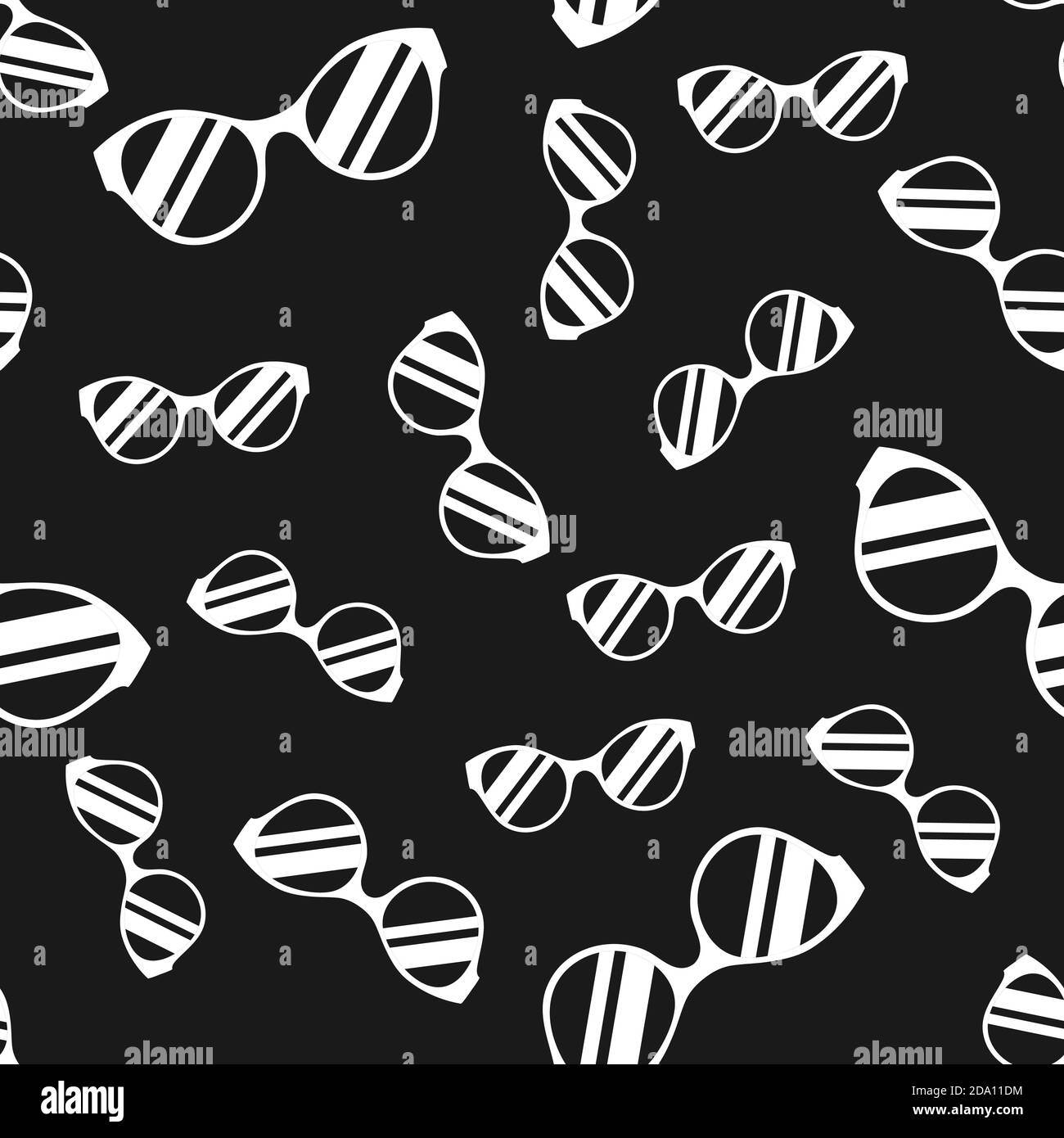Seamless pattern with white glasses on black background. Vector flat ...