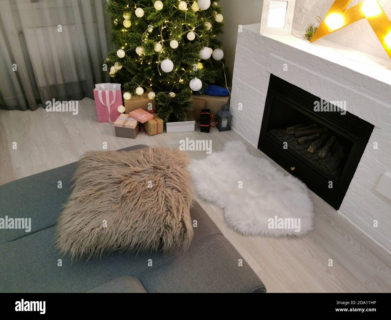 christmas studio interior, xmas decor Stock Photo - Alamy