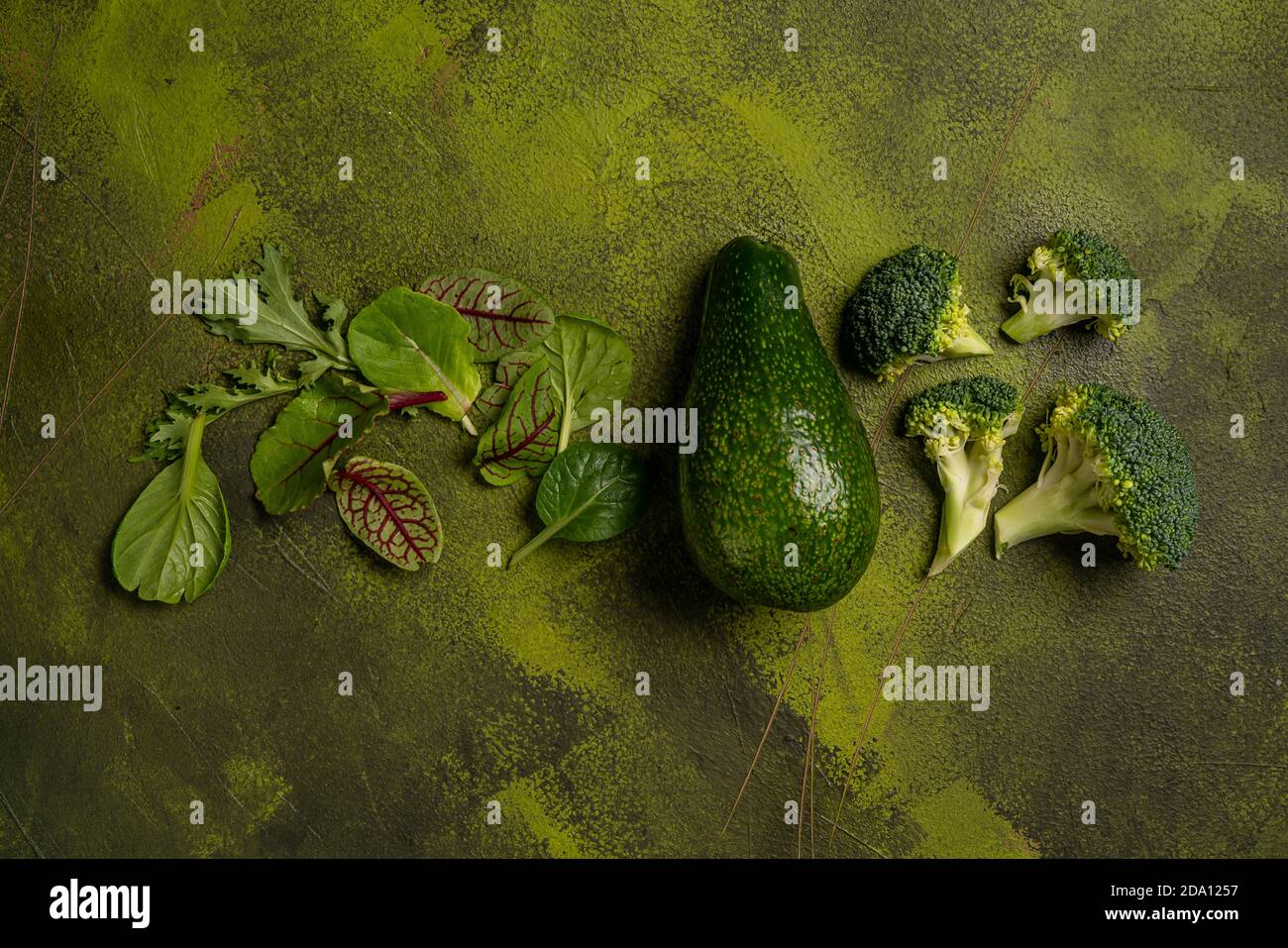 Green food background. Selection of healthy food for heart, life ...