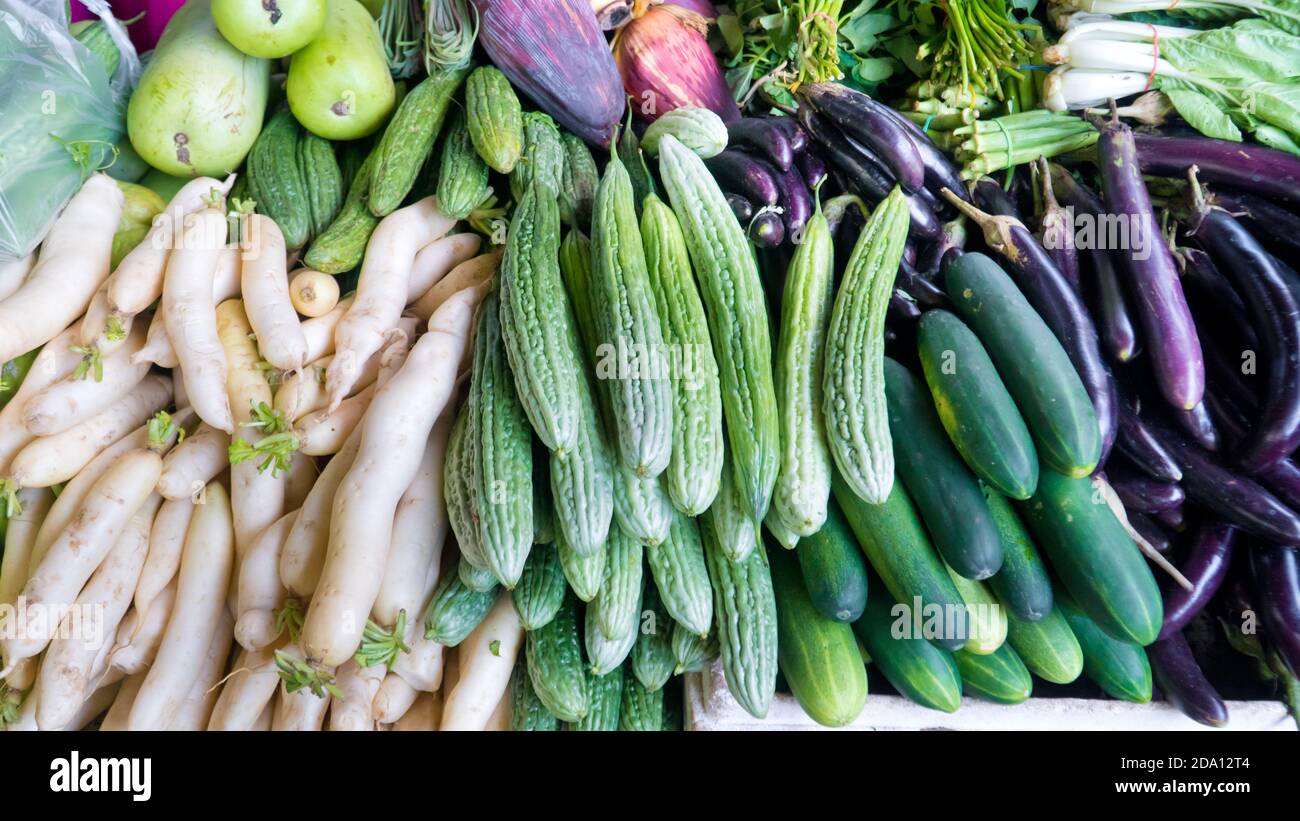 Various vegetables on the counter. organic fresh fruits and vegetables ...