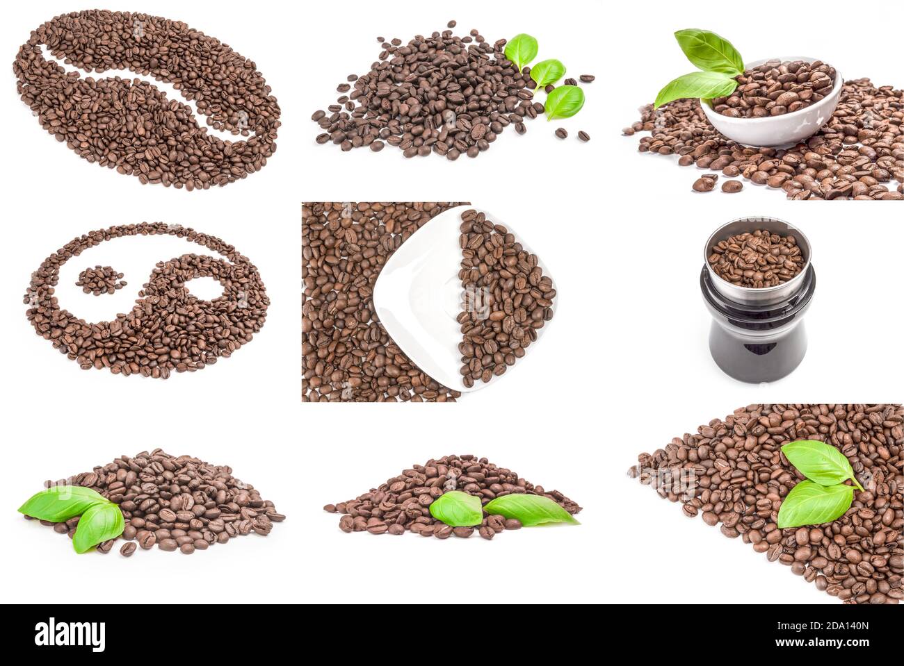 Collection of roast coffee isolated on a white background with clipping ...