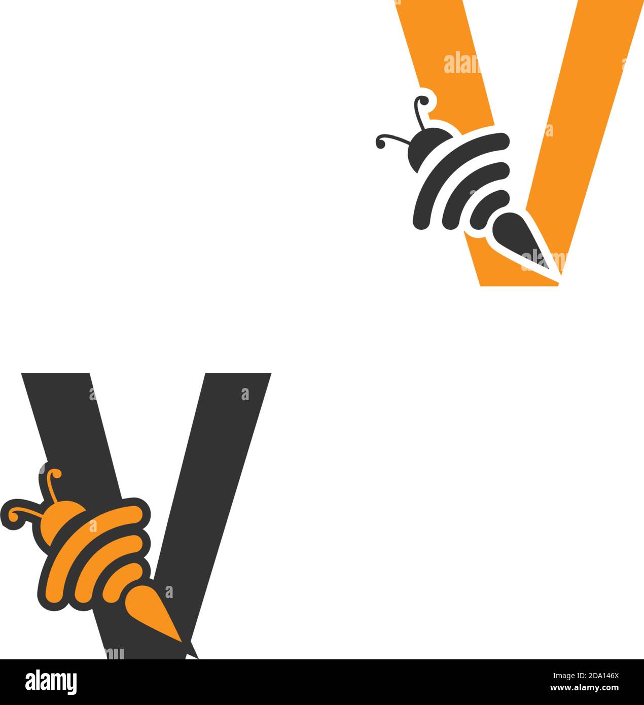 Letter V bee icon creative design logo illustration Stock Vector Image ...