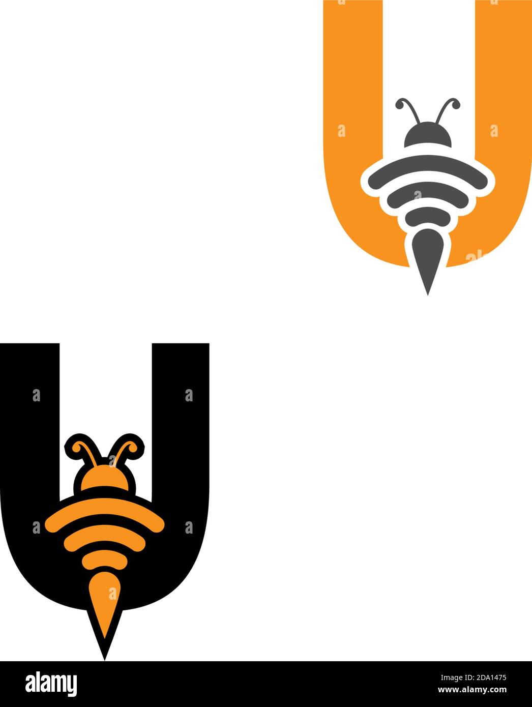 Letter U bee icon creative design logo illustration Stock Vector Image ...