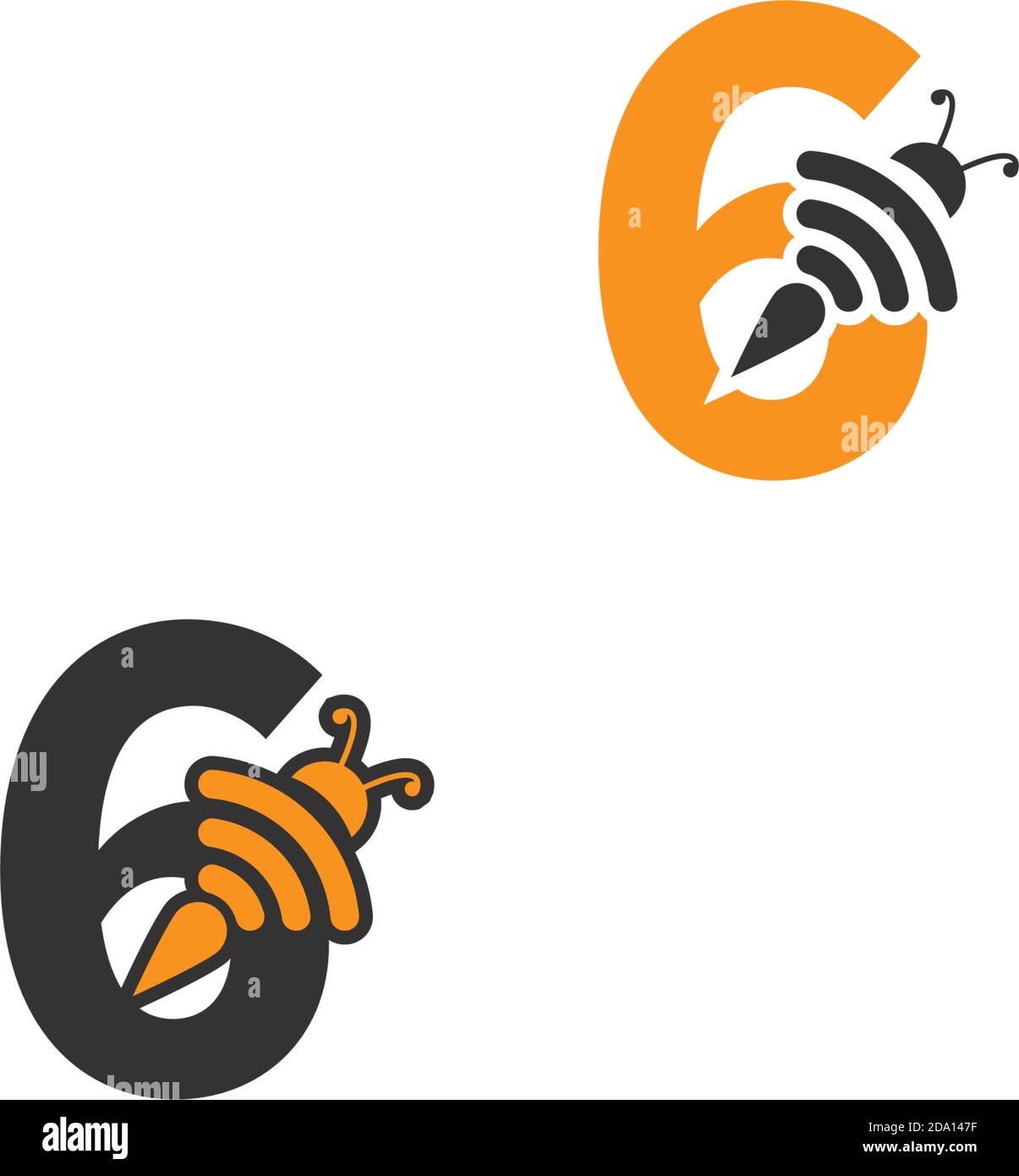 Number 6 bee icon creative design logo illustration Stock Vector Image ...