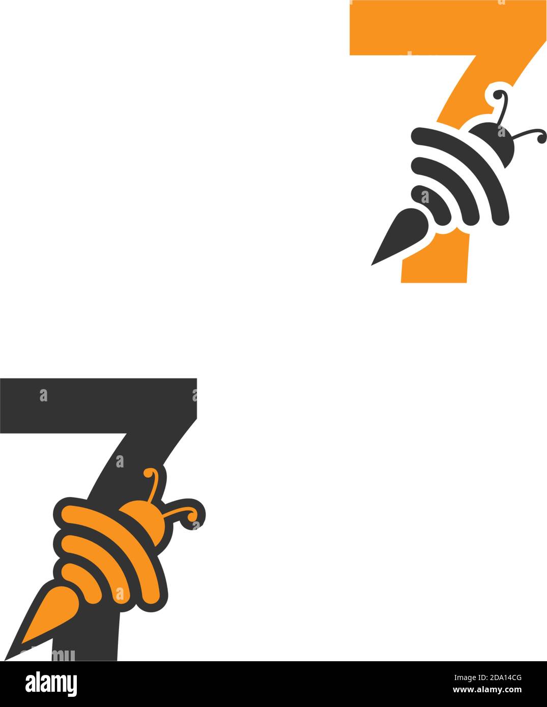 Number 7 bee icon creative design logo illustration Stock Vector Image ...