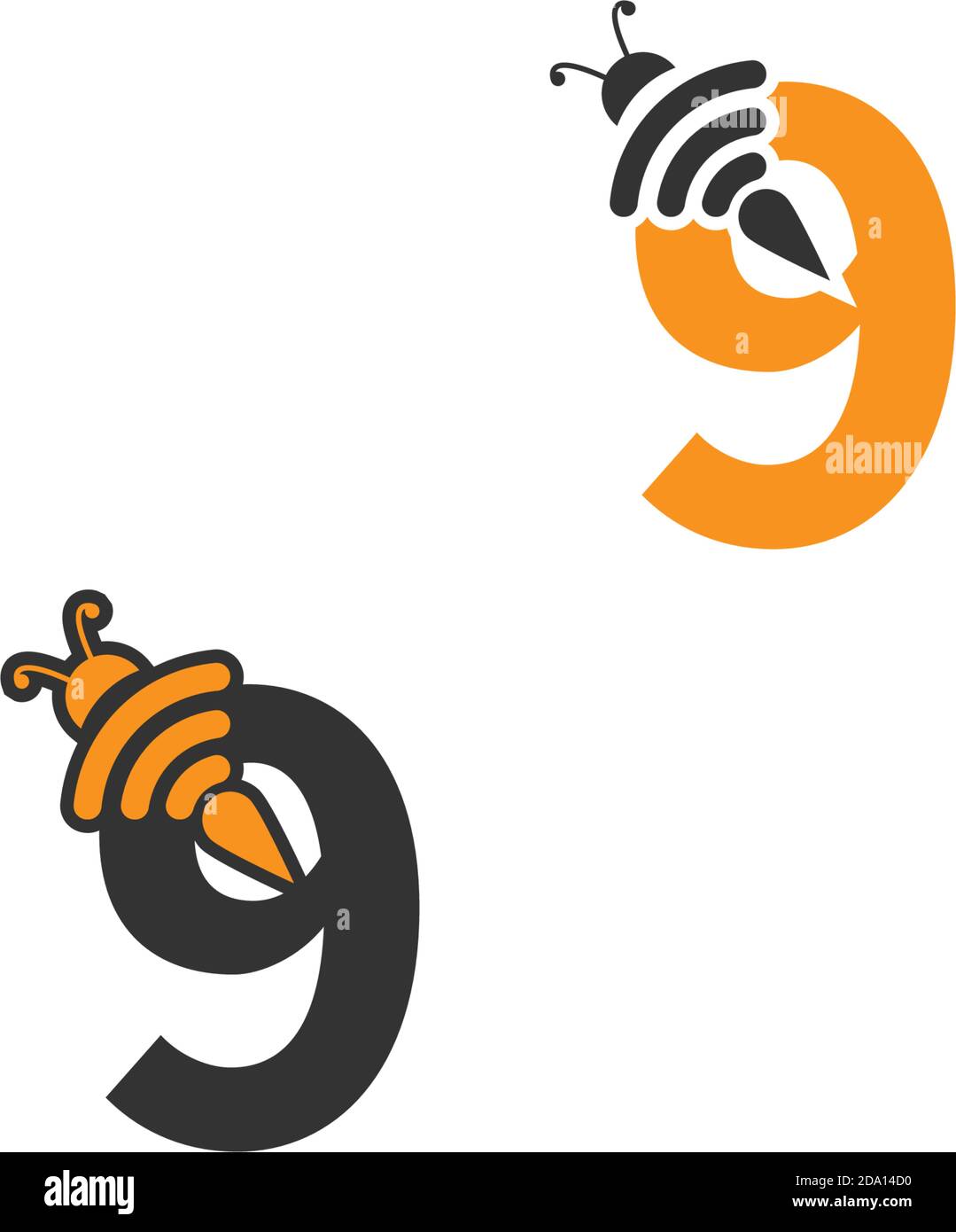Number 9 bee icon creative design logo illustration Stock Vector Image ...