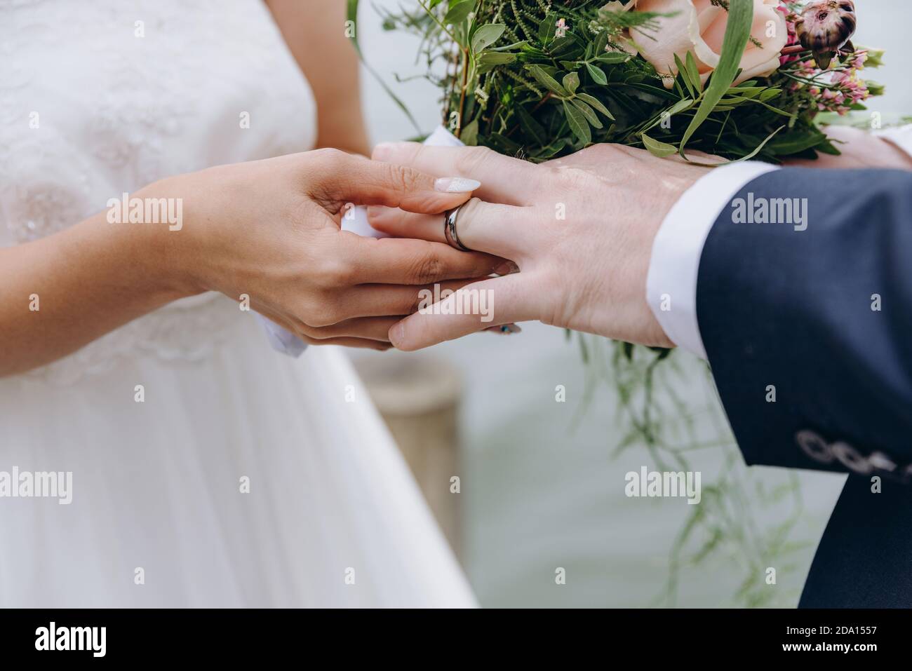 Bridal couple together celebrating happy wedding day. Wedding agency ...