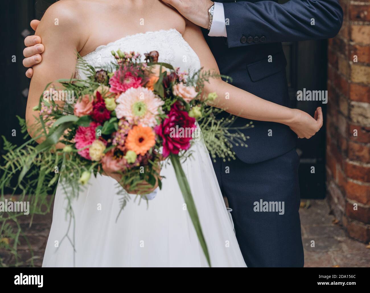 Bridal couple together celebrating happy wedding day Stock Photo - Alamy