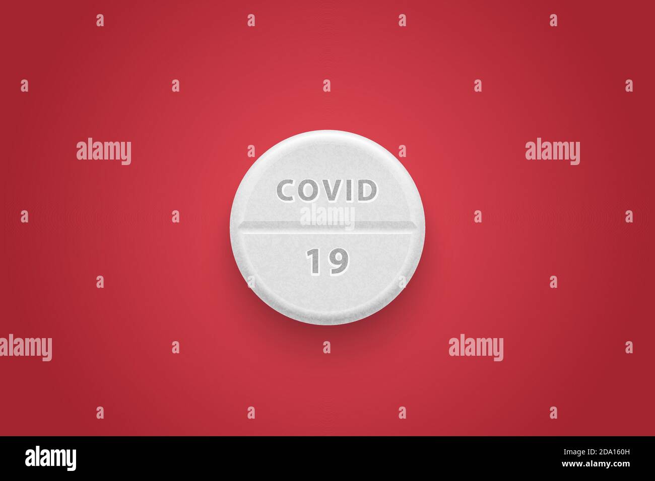 Vector 3d Realistic White Pill Closeup on Red Background. COVID 19 Cure ...