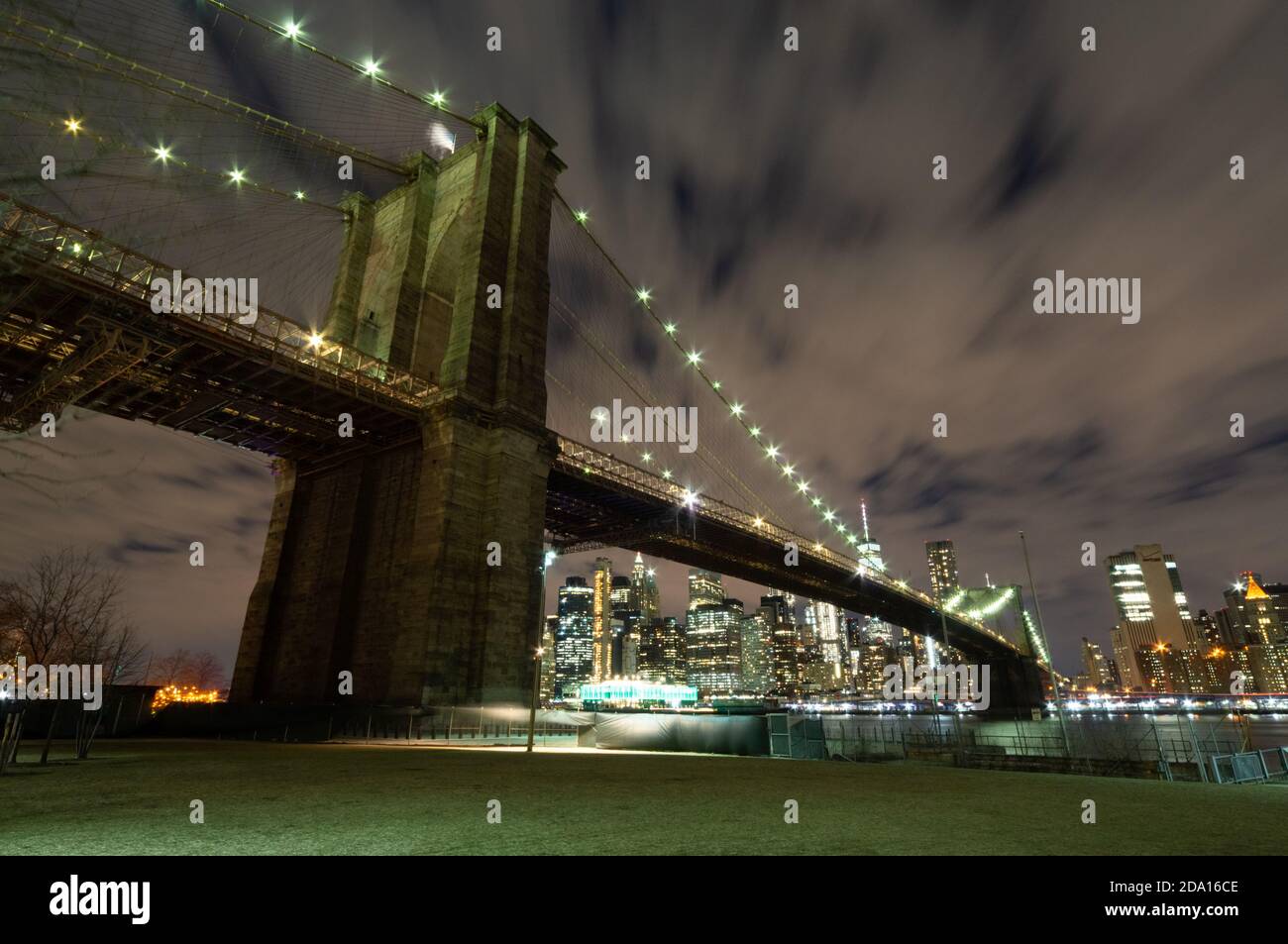 Brooklyn Bridge from Dumbo, Brooklyn at night, NYC New York City, March ...