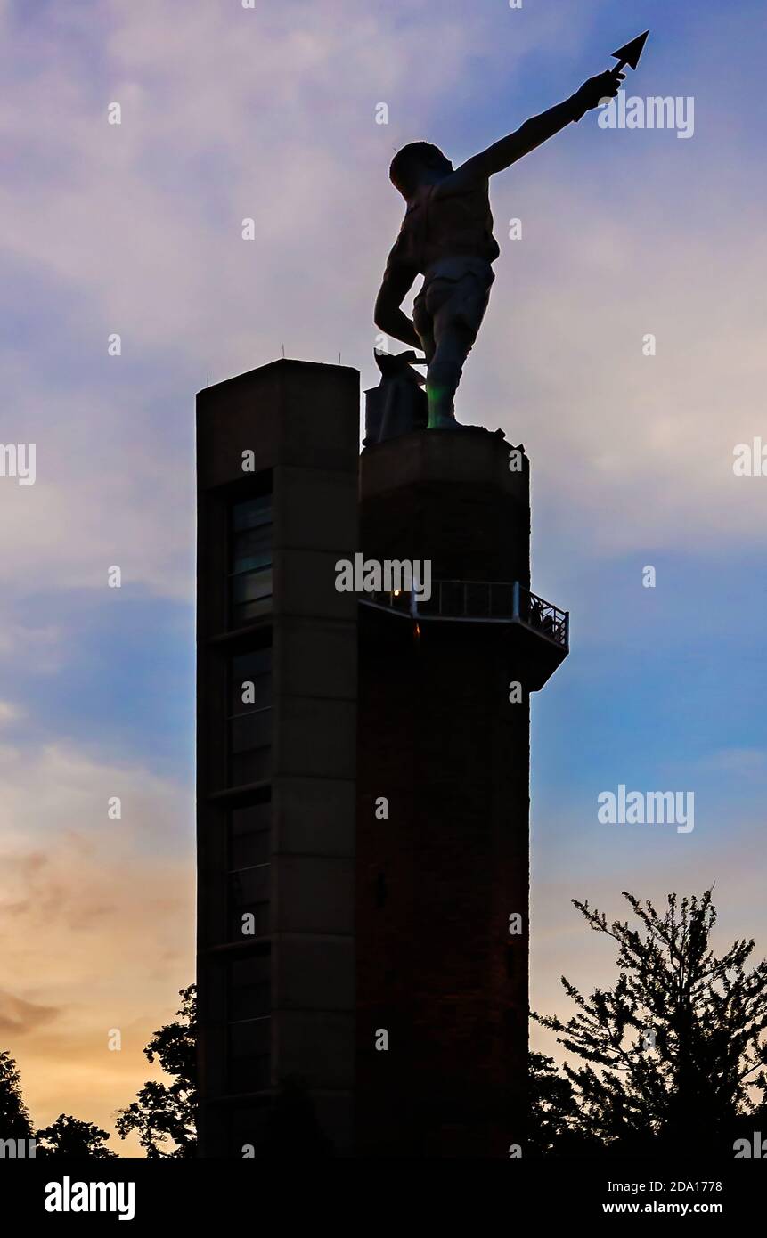 The silhouette of Vulcan statue is pictured in Vulcan Parkin Birmingham ...