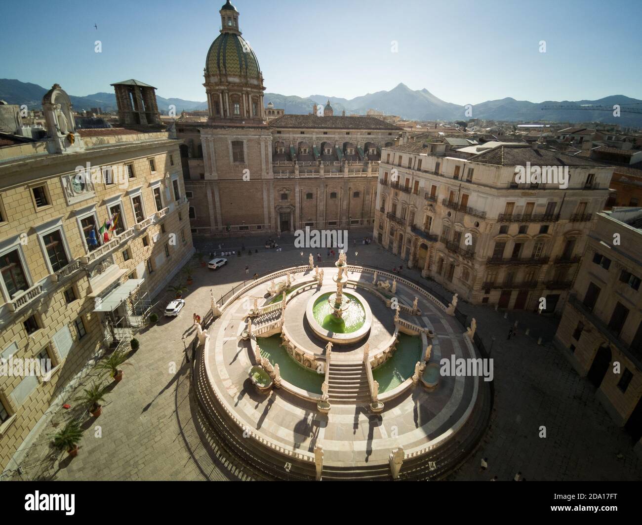 Palermo, Italy, july 2020. The " Fontana Pretoria" a sculptural ...