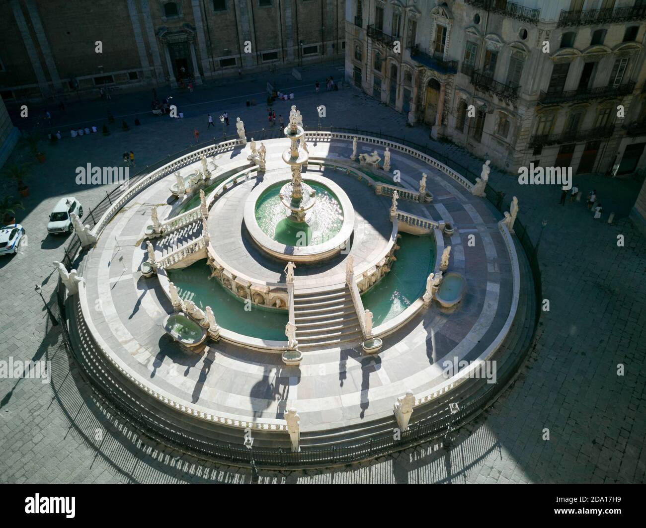 Palermo, Italy, july 2020. The " Fontana Pretoria" a sculptural ...