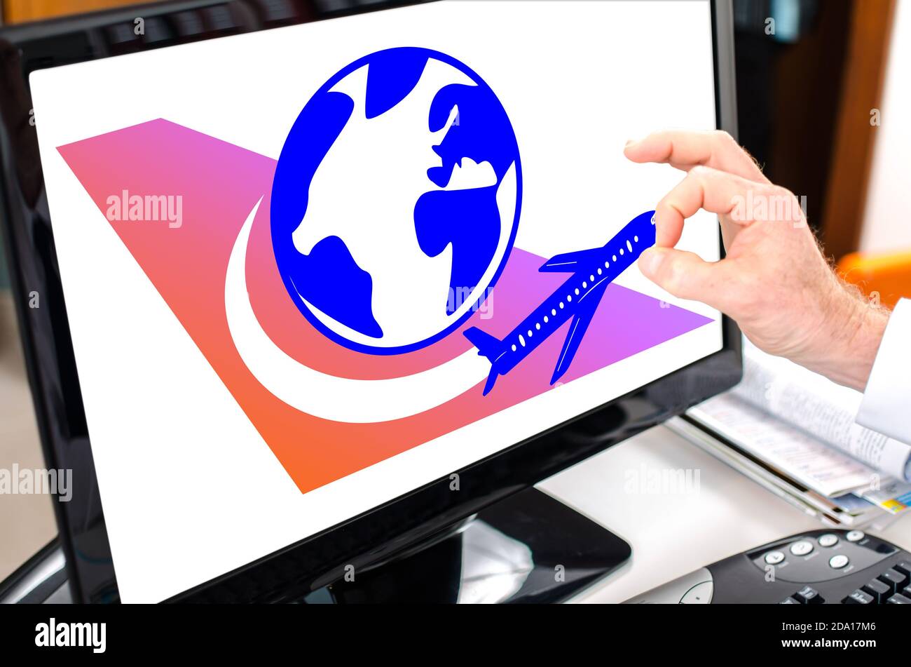 Travel concept shown on a computer screen Stock Photo - Alamy