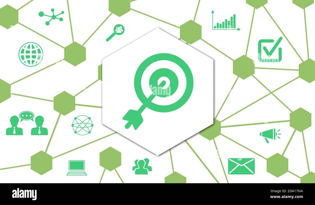 Concept of target marketing with connected icons Stock Photo - Alamy