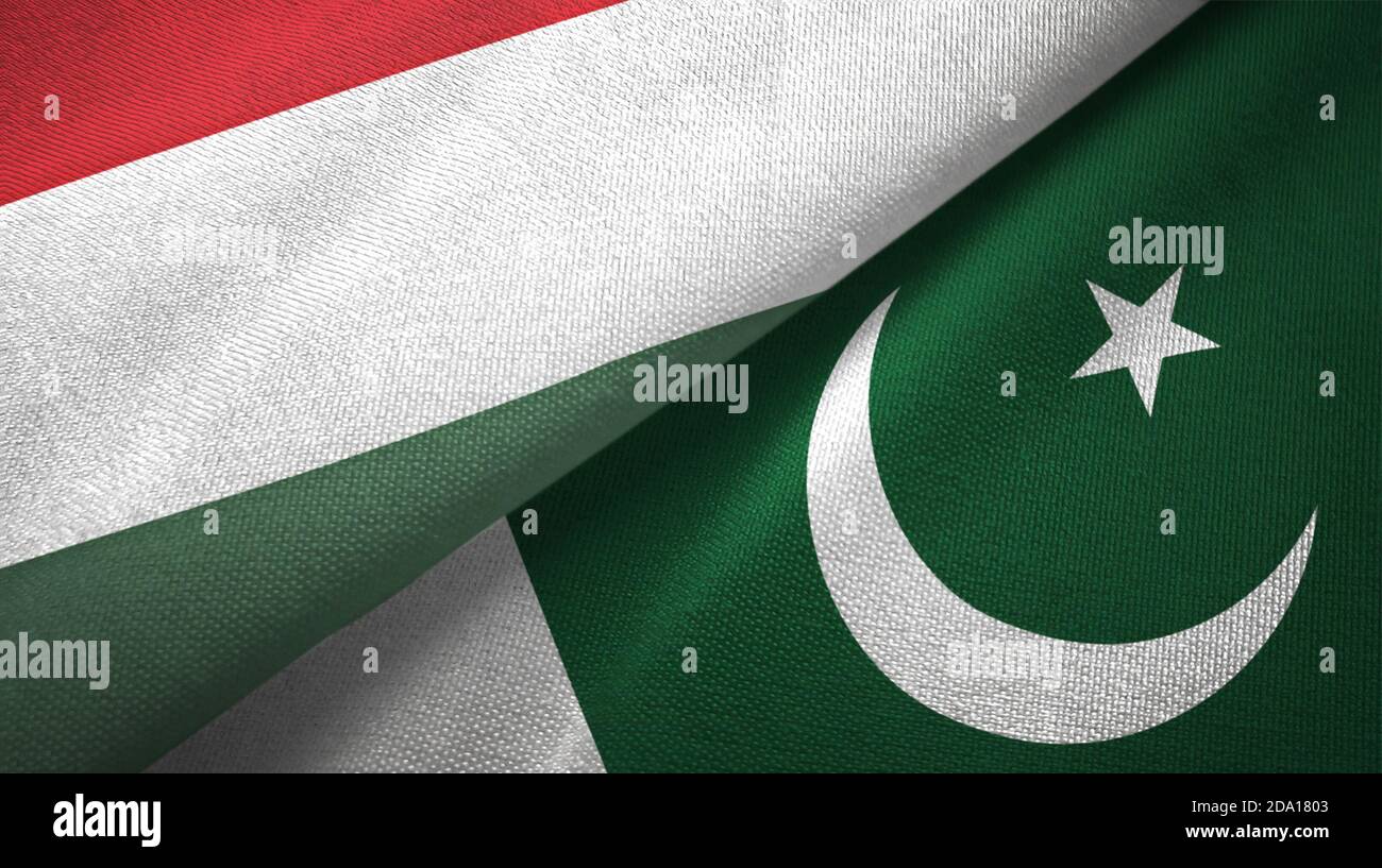Hungary and Pakistan two flags textile cloth, fabric texture Stock ...