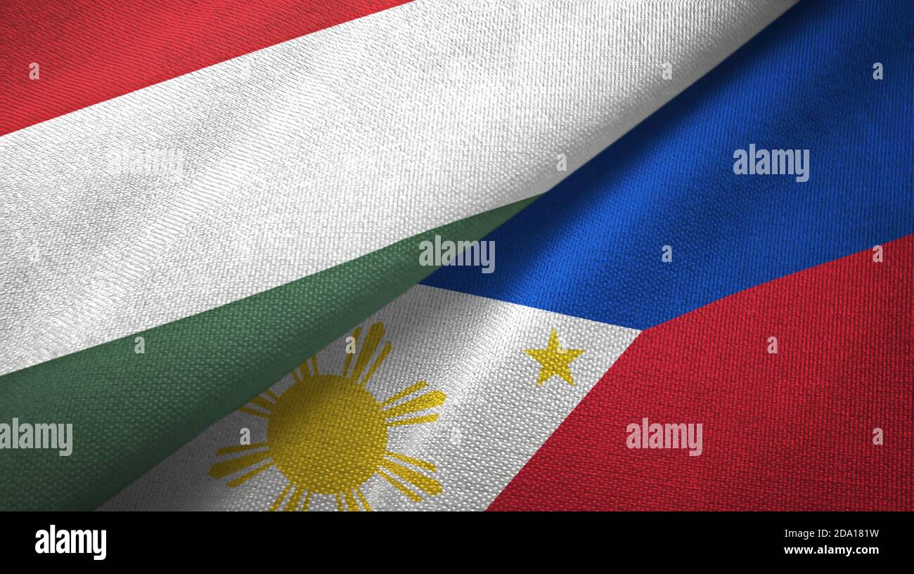 Hungary and Philippines two flags textile cloth, fabric texture Stock ...